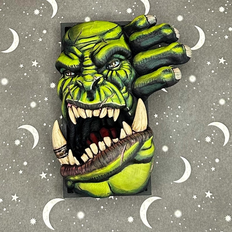 3D Printed Hand-painted Orc 40K Warhammer Fantasy Booknook Bookshelf ...