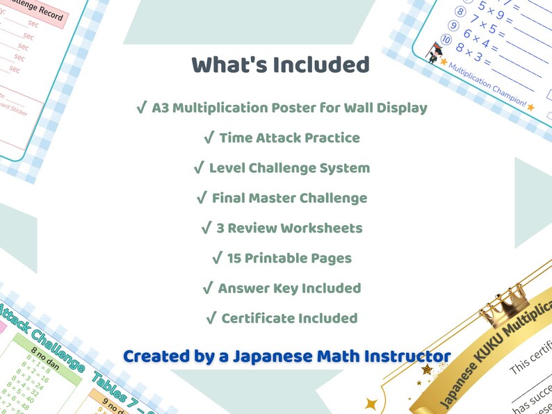Multiplication Worksheets Printable PDF | Kuku Math Times Tables (ages ...