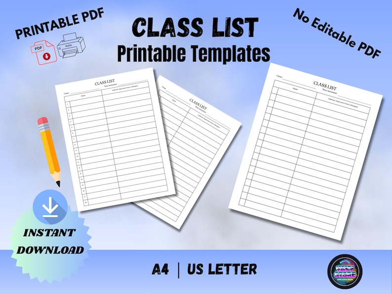 Printable Class List Template, Teacher Organizer, Student Records (A4 ...