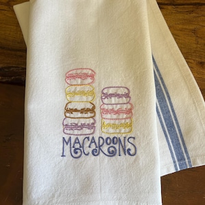 Hand Embroidered Macarons Tea Towel, French Kitchen Decor - Etsy