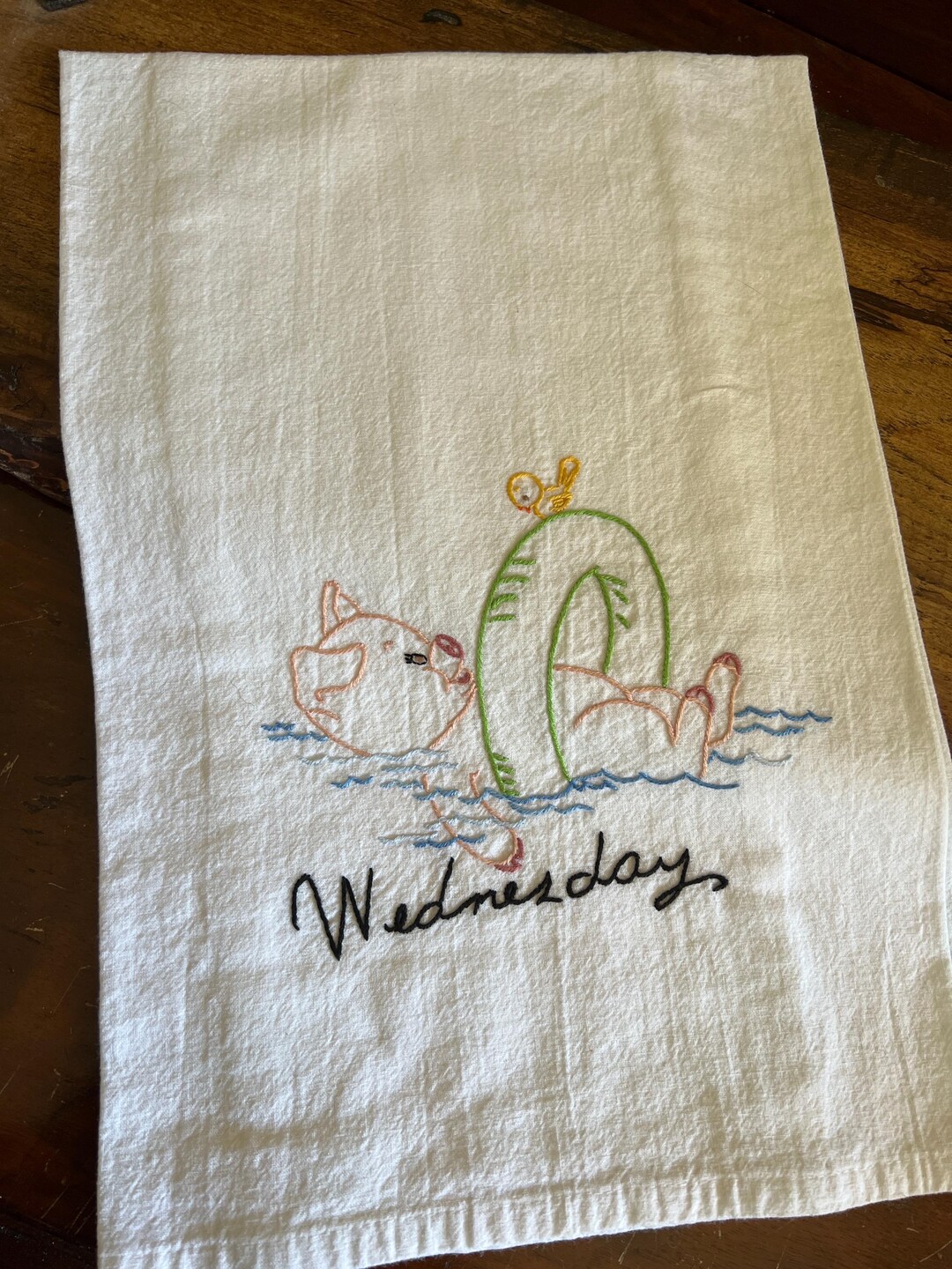 NEW Wednesday Pig in the Pool Kitchen Towel or Tea Towel 100% Cotton ...