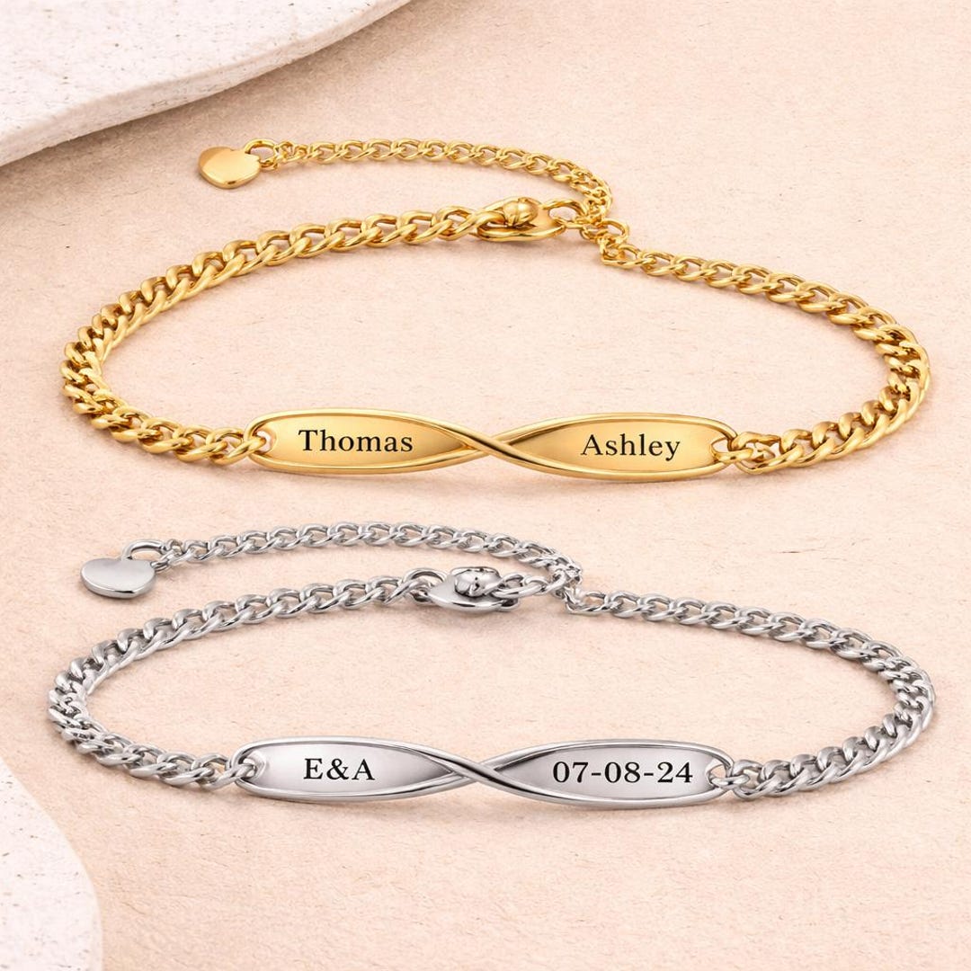 Personalized Name Bracelet, Custom Infinity Bracelet for Couples ...