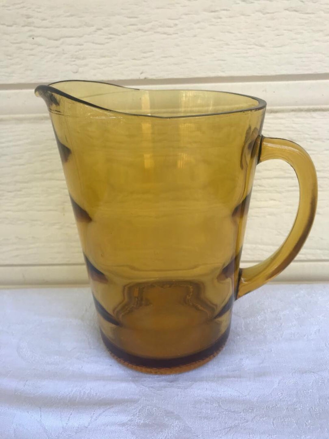 Amber Glass Pitcher Vintage - Etsy