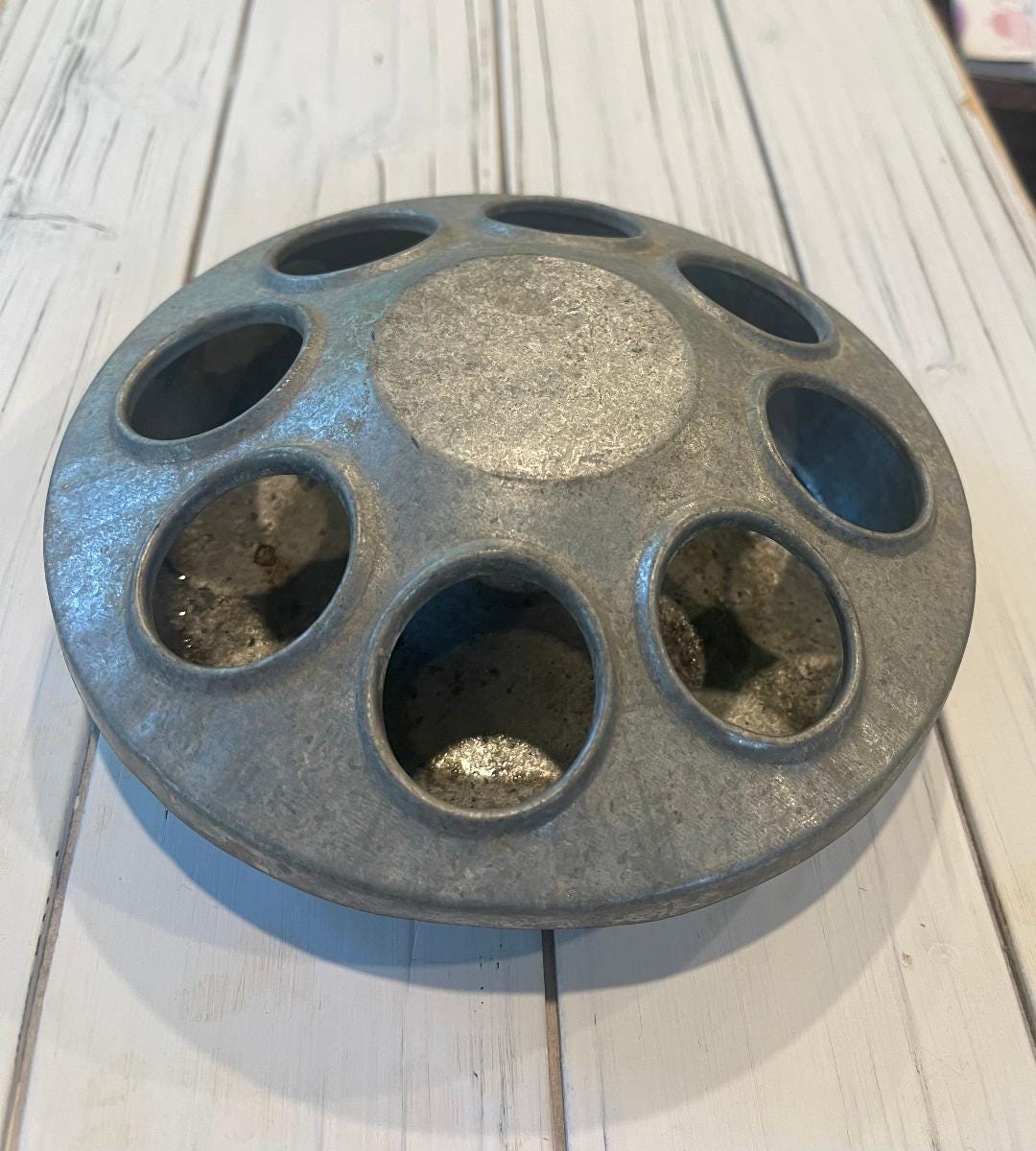 Vintage Chicken Feeder, Galvanized Round Chick Feeder - Etsy