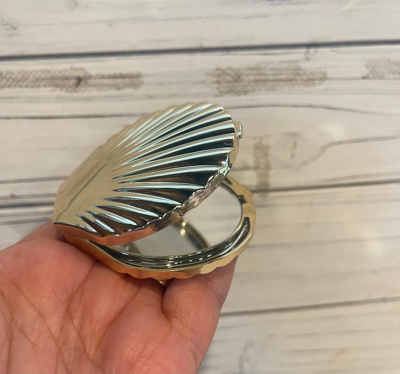 Sea Shell Compact Mirror in Silver Tone or Gold Tone, Gift for Her, DIY ...