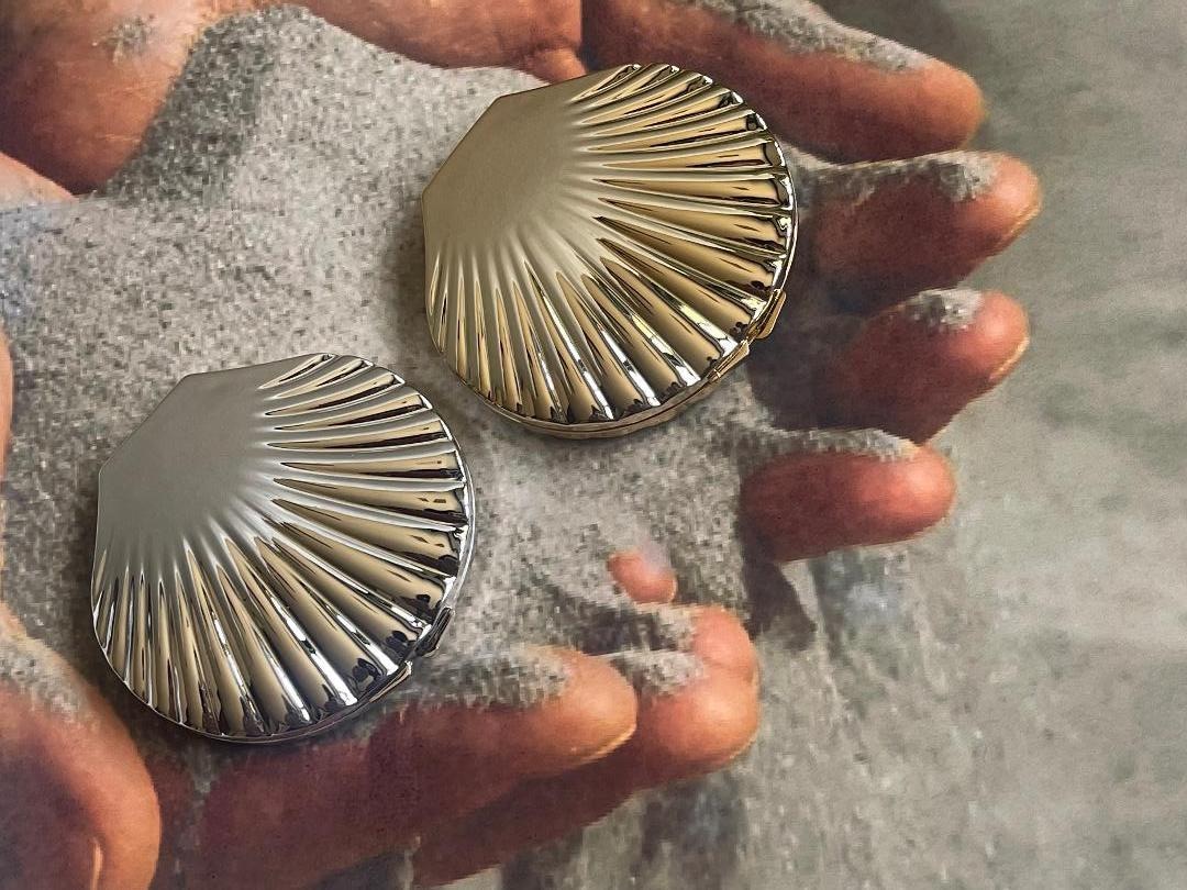 Sea Shell Compact Mirror in Silver Tone or Gold Tone, Gift for Her, DIY ...