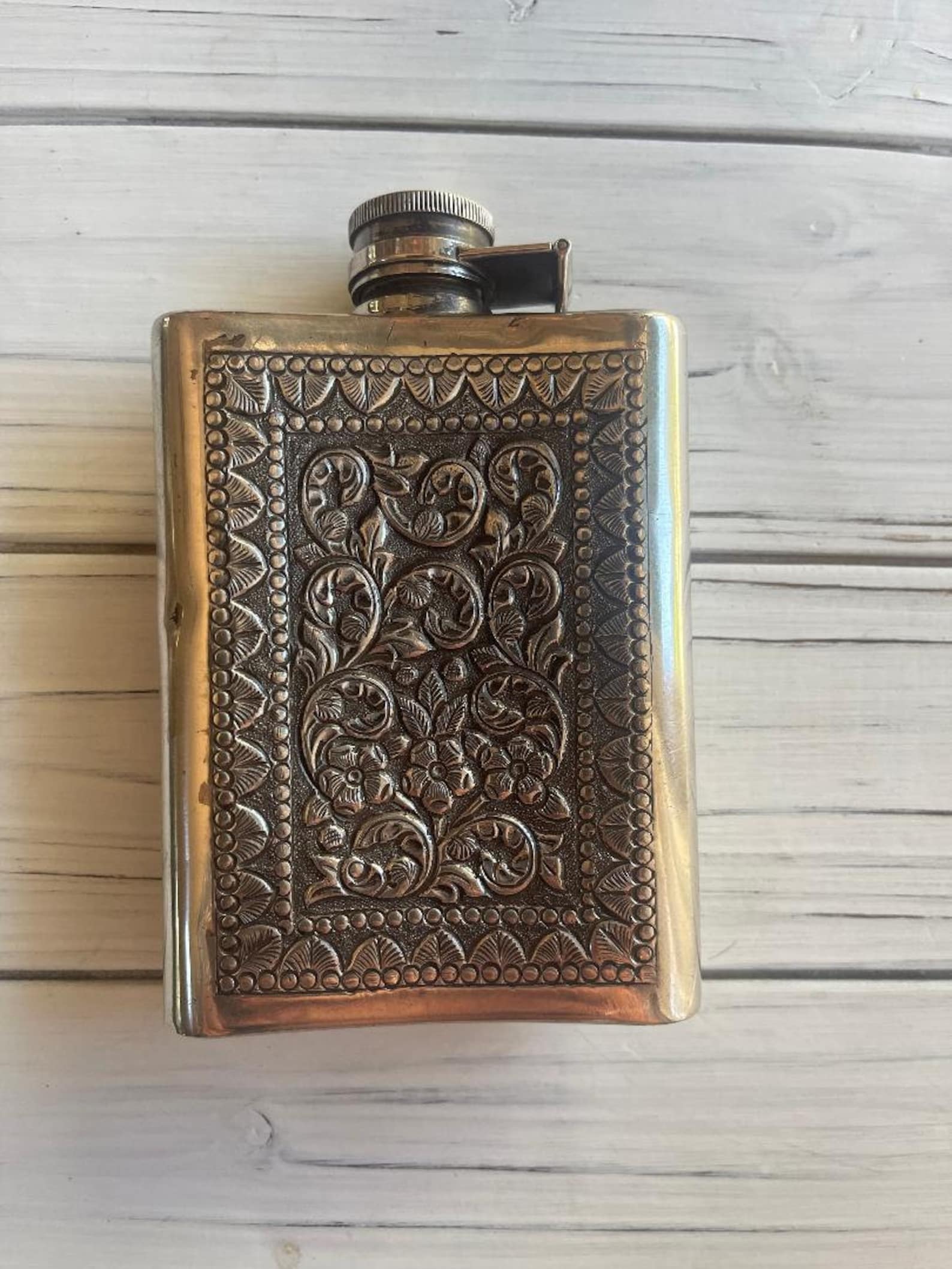 Sterling Silver Flask for Liquor From the 1910s With Ornate Floral ...