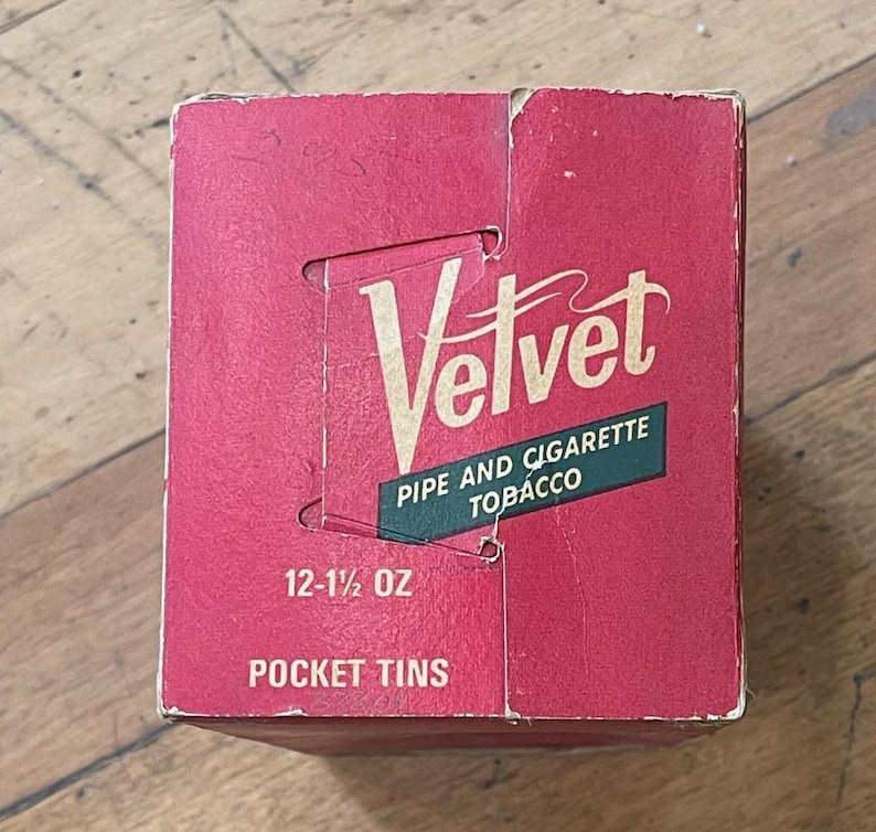 Vintage Velvet Pipe and Cigarette Tobacco Carton Empty, Vintage Pipe ...