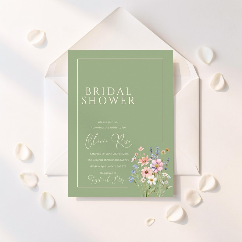 Wildflower Bridal Shower Invitation, Wild Floral Bridal Shower Invite ...