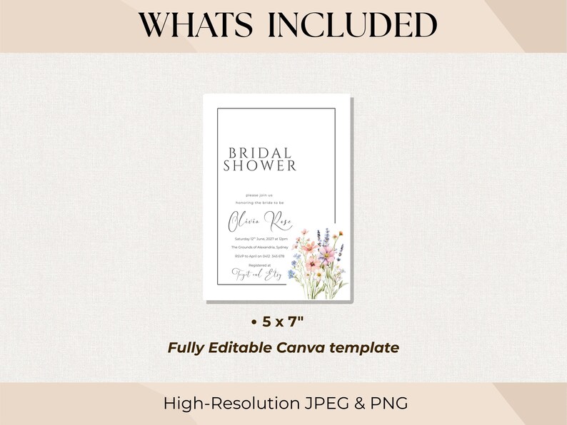Wildflower Bridal Shower Invitation, Wild Floral Bridal Shower Invite ...