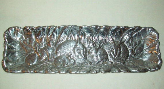 Arthur Court Polished Aluminum Bunny Serving Tray 1986 | Etsy