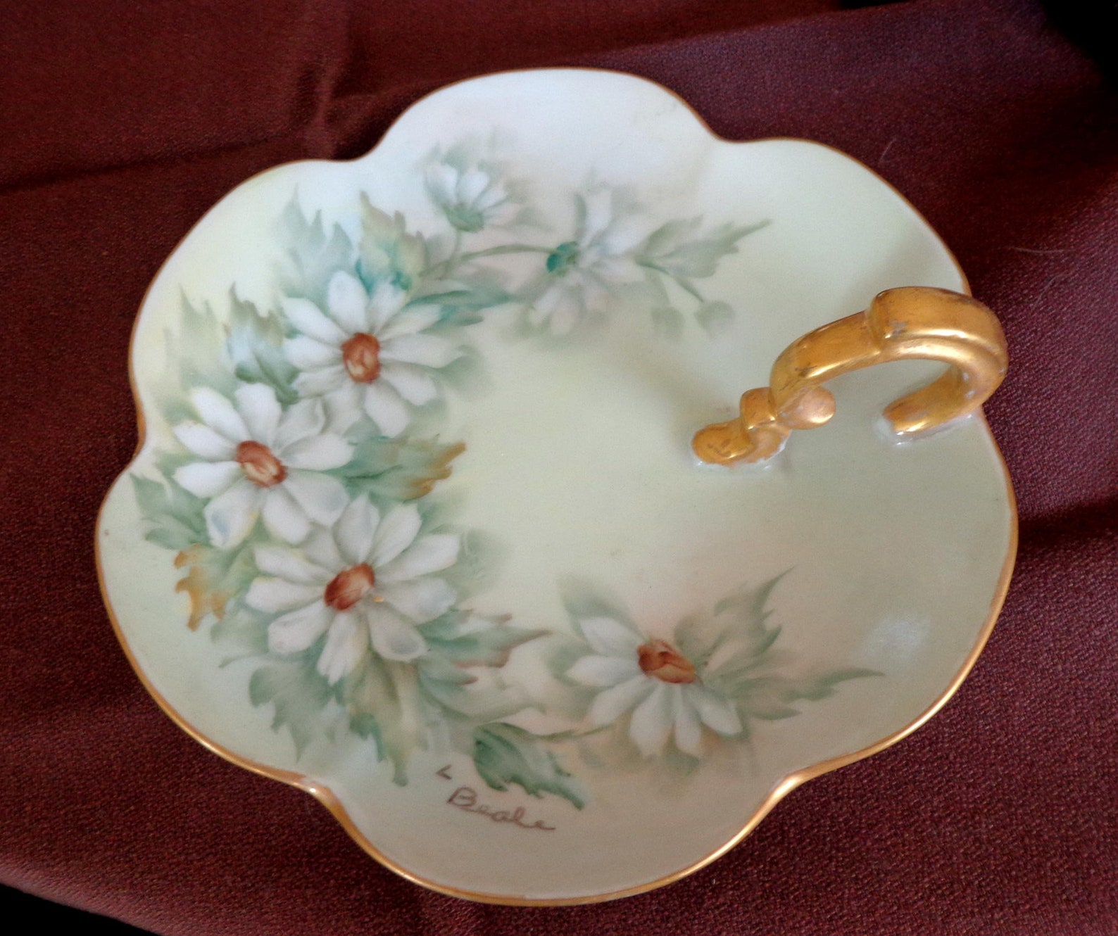 Lemon Dish Handled Porcelain Plate Daisies Signed Tea Party Plate - Etsy