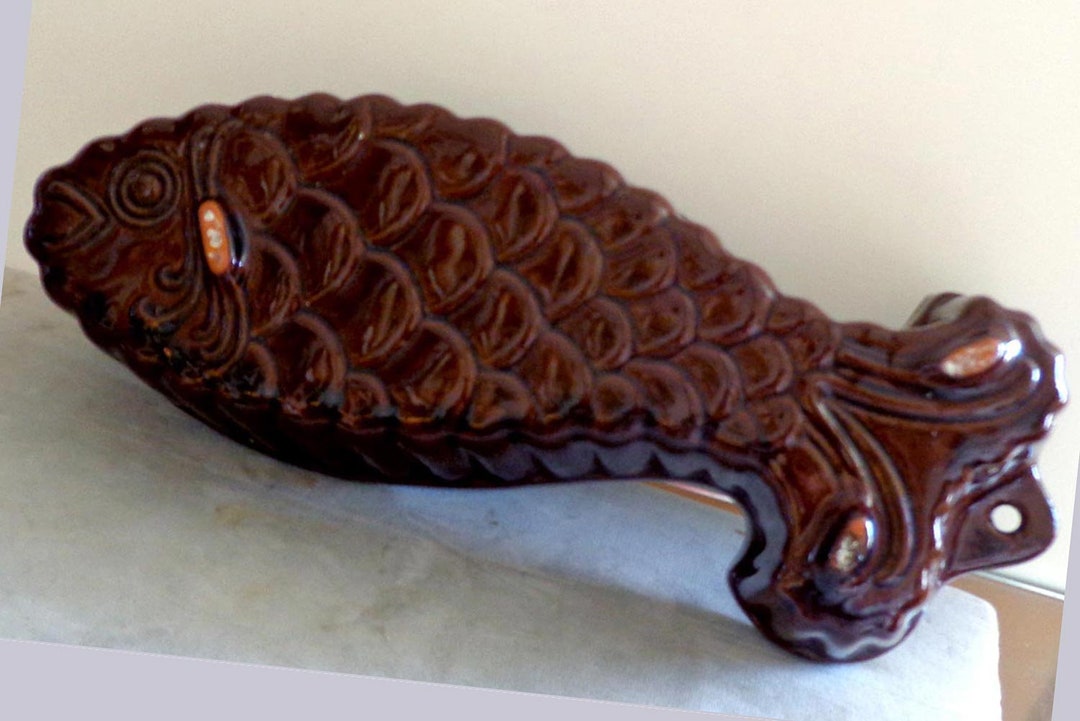 Brown Pottery Fish Mold West Germany Redware 2qt - Etsy