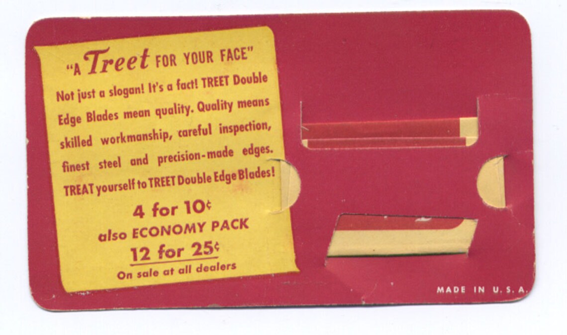 1940,s Salesmans Sample Treet Double Edge Razor Blade Advertising Treet ...