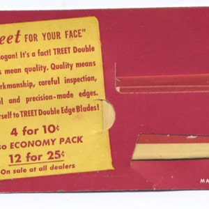 1940,s Salesmans Sample Treet Double Edge Razor Blade Advertising Treet ...