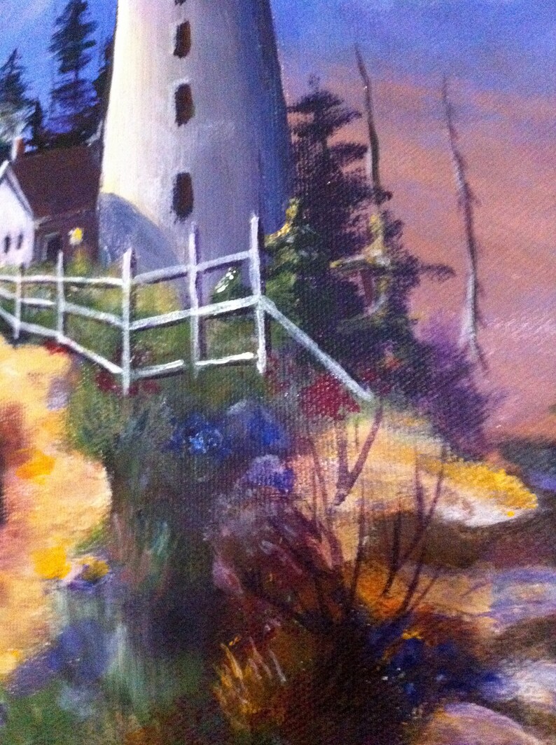 Lighthouse Acrylic Painting on Canvas | Etsy