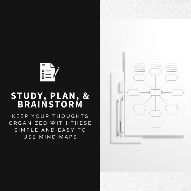 Mind Map Template, Printable Mind Map Planner, Study Guide Template ...