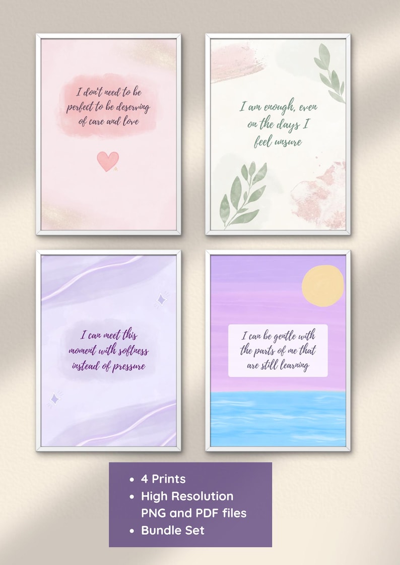 Soft Pastel Affirmation Prints Bundle • Calm Minimalist Wall Art Set ...