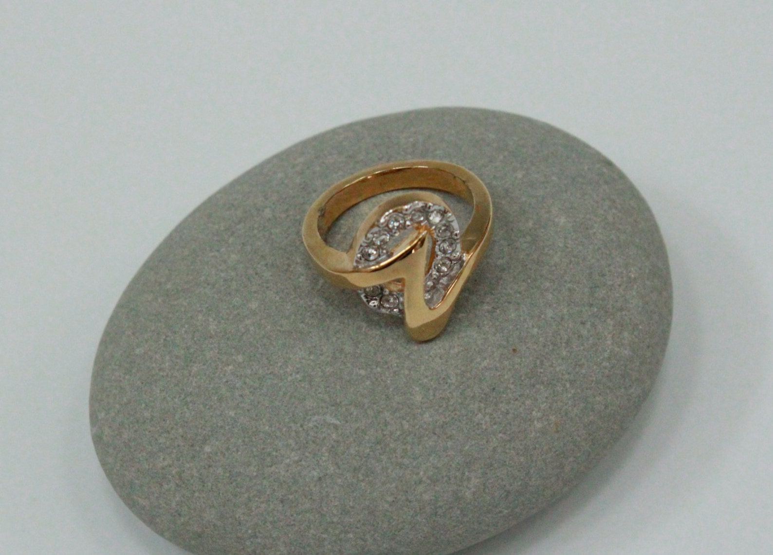 Uncas Woman's Rhinestone Ring Vintage , 1970's, Gold-tone and ...