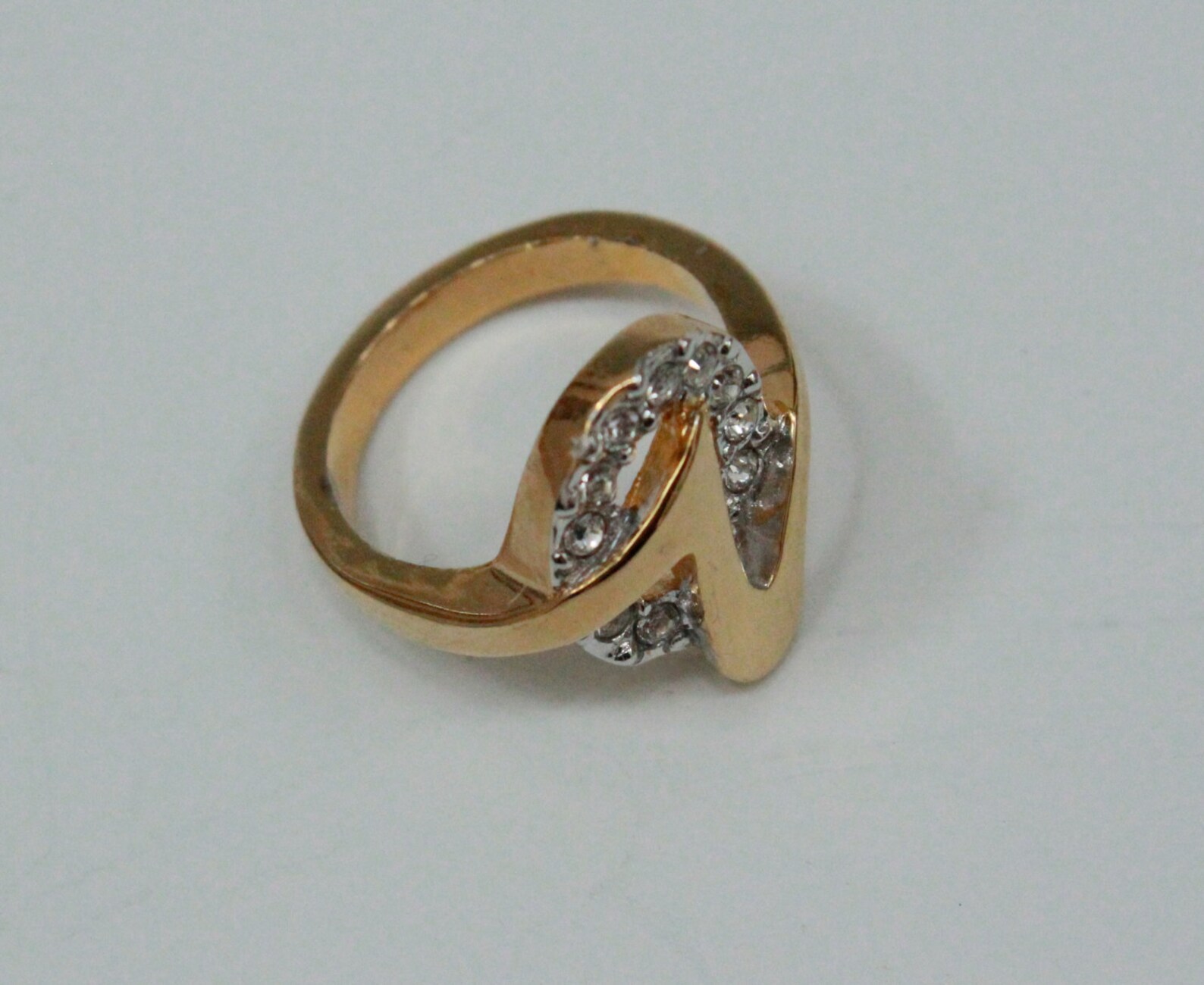 Uncas Woman's Rhinestone Ring Vintage , 1970's, Gold-tone and ...