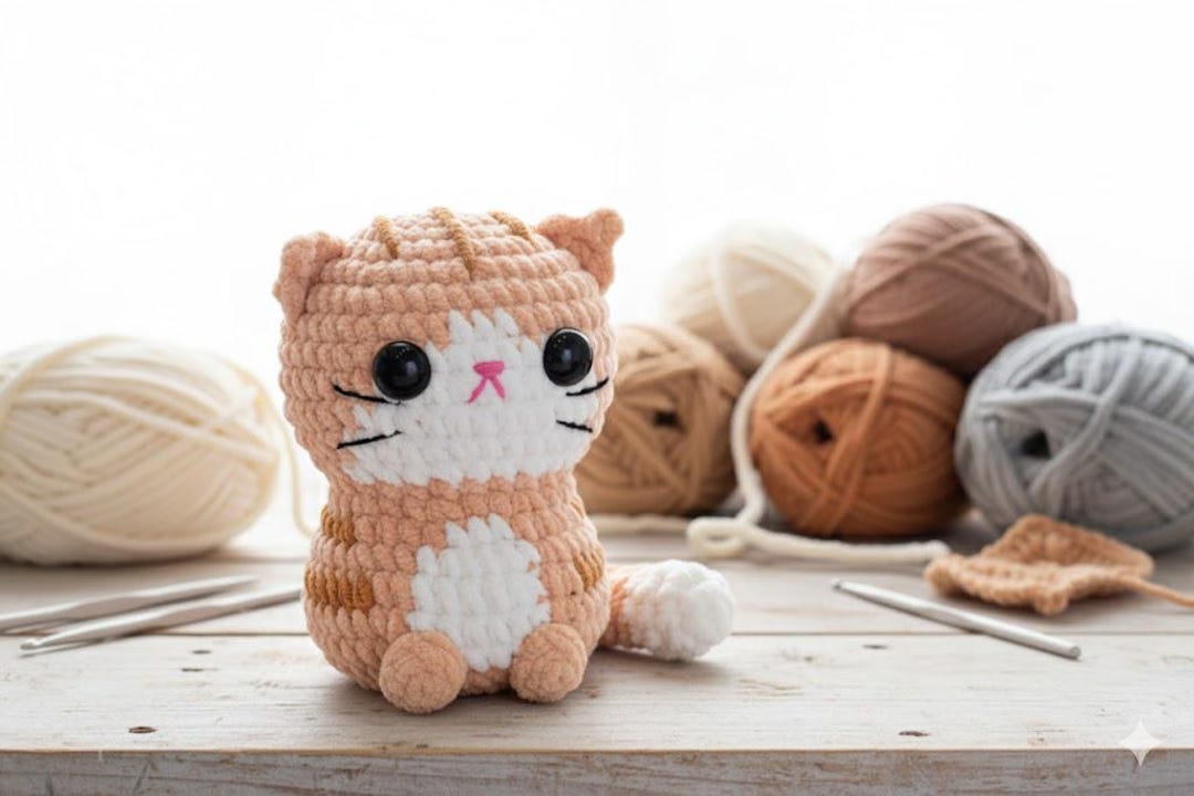 Chunky Tabby Cat Crochet Pattern, Amigurumi Ginger Kitten PDF, Plush ...