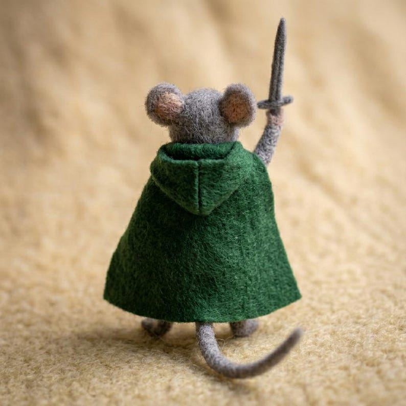 Warrior Mouse Figurine, Needle Felted Wool Sculpture, Fantasy Animal ...