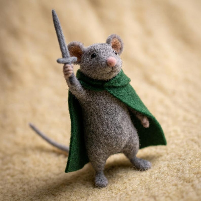 Warrior Mouse Figurine, Needle Felted Wool Sculpture, Fantasy Animal ...