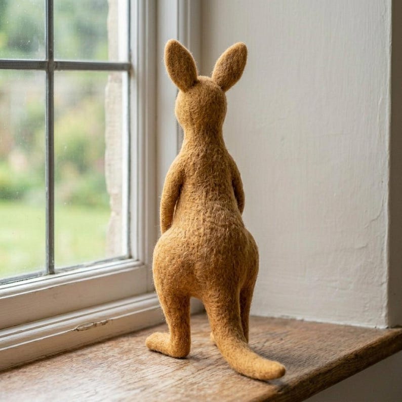 Needle Felted Kangaroo Mom Baby Sculpture, Wool Animal Decor, Whimsical ...