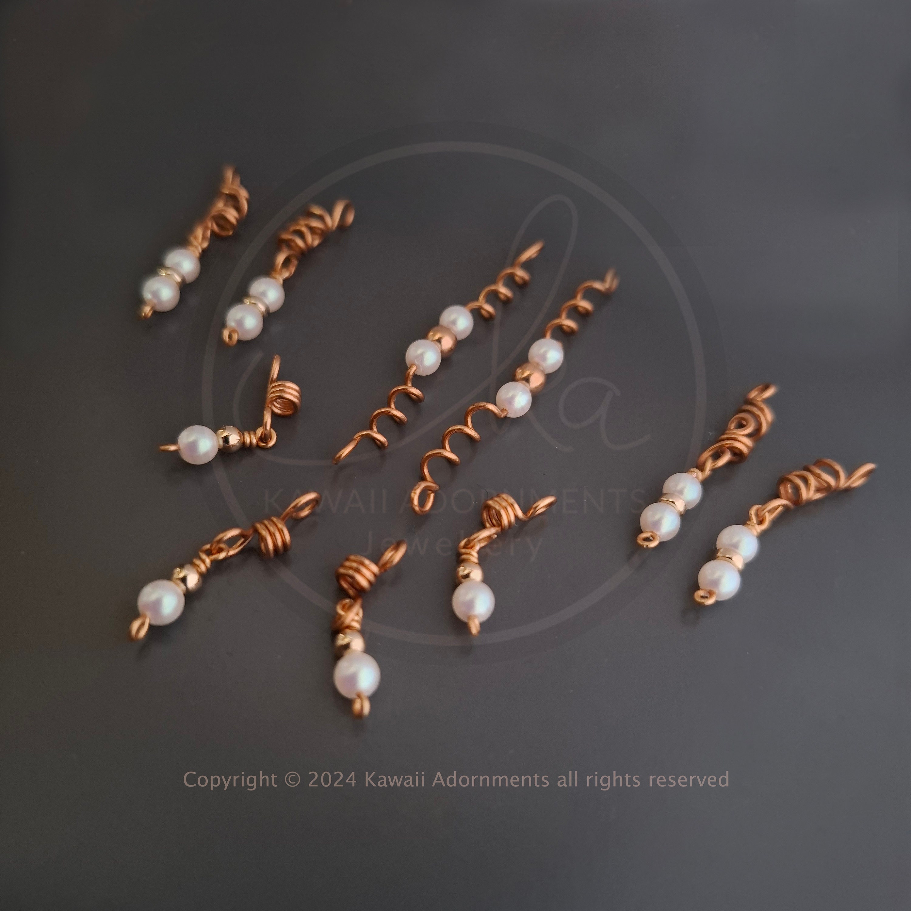 Gold Pearl Crystal Loc Jewels: (set of 10) Handmade Hair Accessories ...