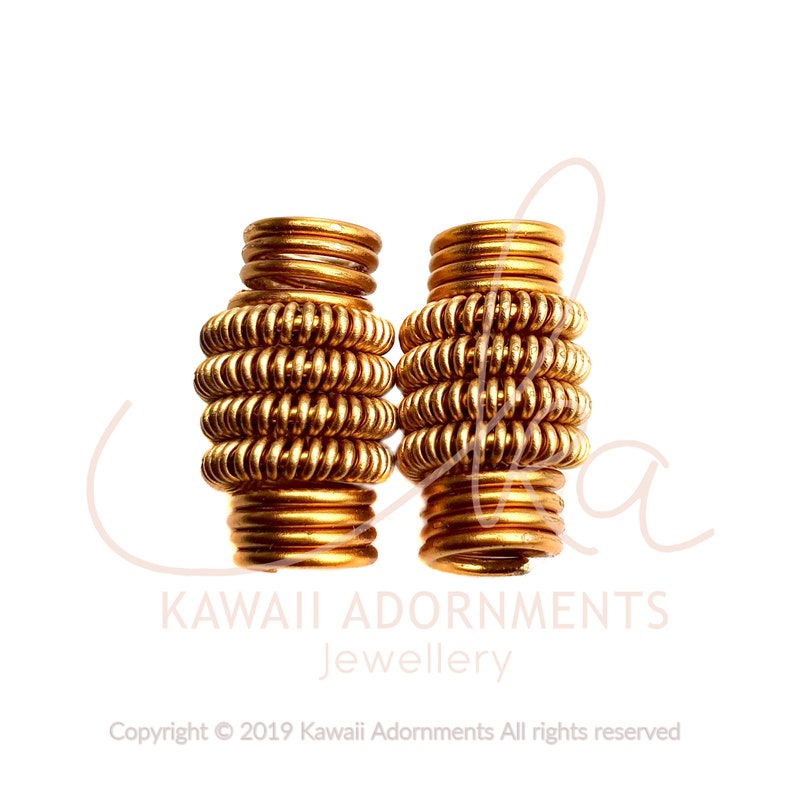 2 PC SET Wire wrapped coiled hair bead set / Loc jewelry / | Etsy