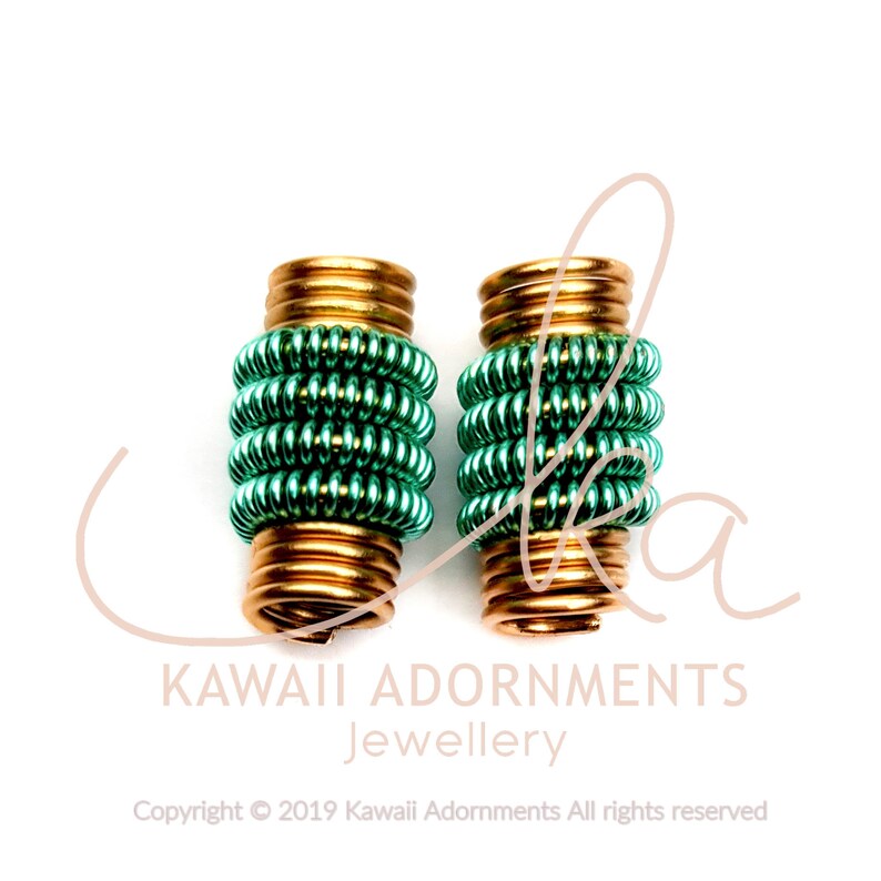 2 PC SET Wire wrapped coiled hair bead set / Loc jewelry / | Etsy