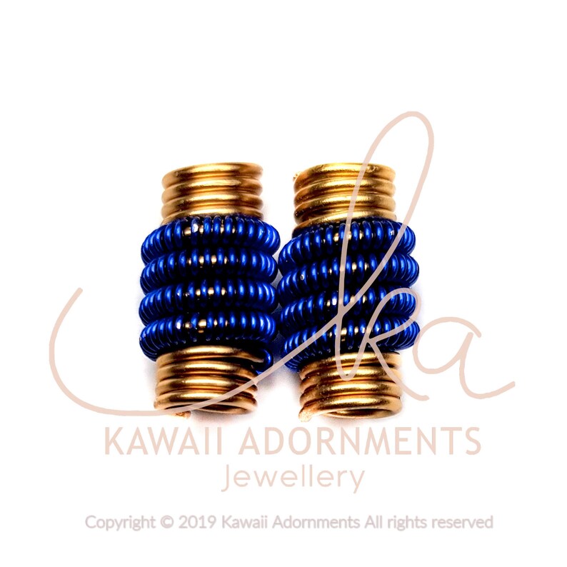 2 PC SET Wire wrapped coiled hair bead set / Loc jewelry / | Etsy