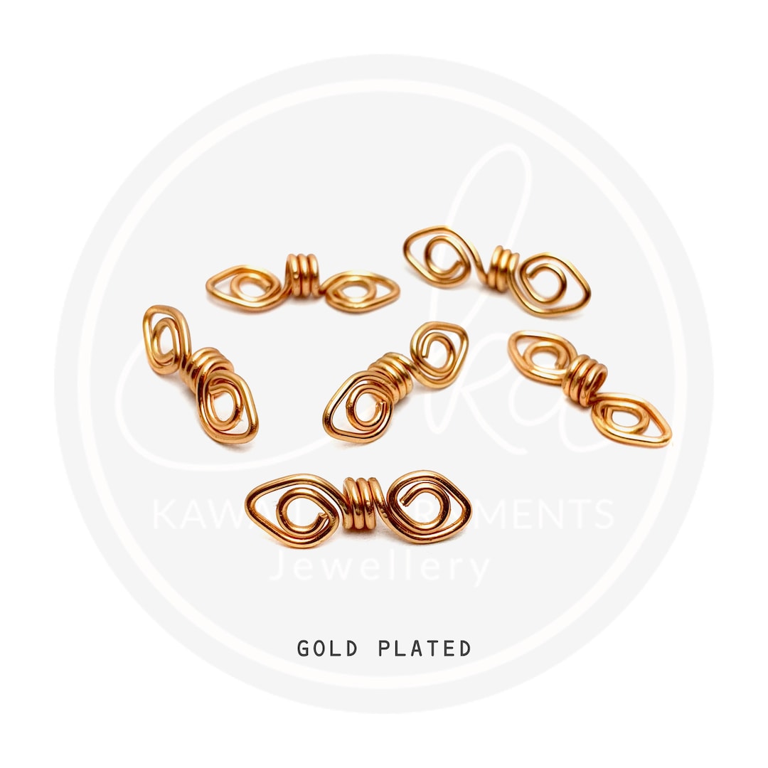 Mini Bow Design Loc Jewelry in Gold Plated Brass Wire, Hair Jewelry ...