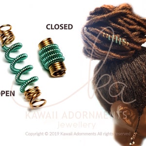 2 PC SET Wire wrapped coiled hair bead set / Loc jewelry / | Etsy