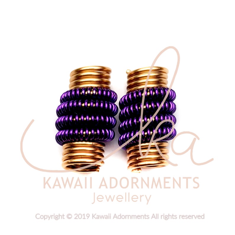 2 PC SET Wire wrapped coiled hair bead set / Loc jewelry / | Etsy