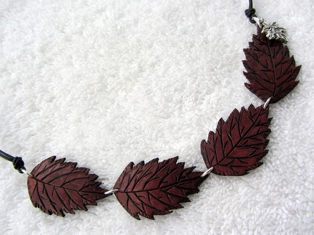 Leather Leaf Necklace Hand Cut / Hand Carved - Etsy