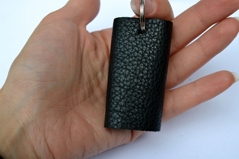 Black Leather Case / Keychain for Loyalty Shopping Cards - Etsy