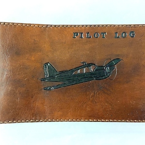 Leather Pilot Log Book Cover - Hand Tooled, Hand Stitched, Personalized ...
