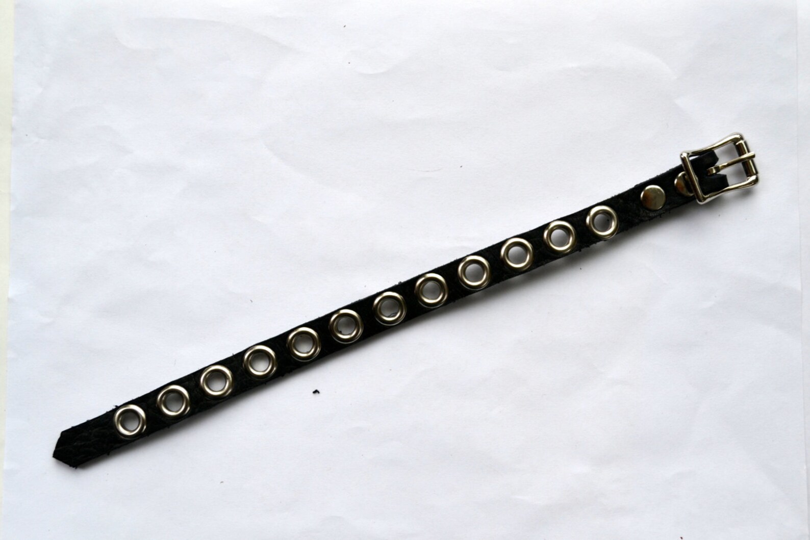 Black Leather Bracelet With Eyelets and Buckle - Etsy