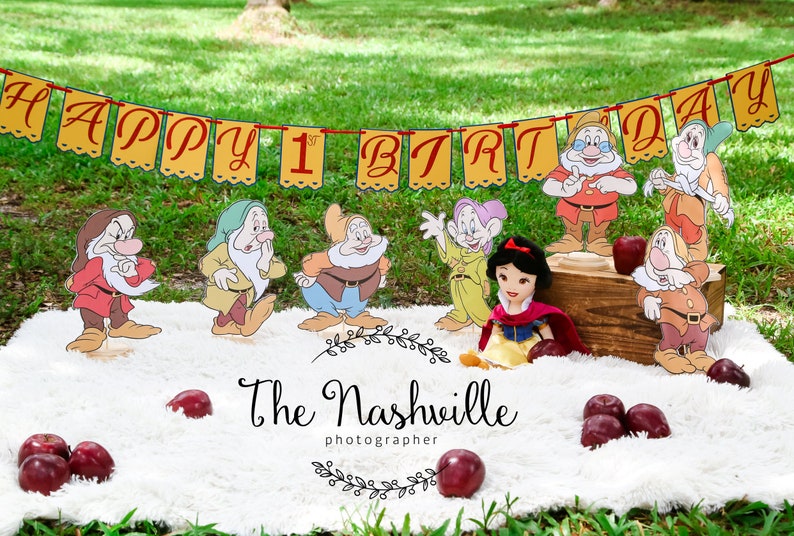 Snow white first birthday digital background backdrop | Etsy