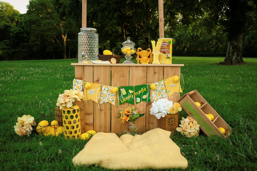 Lemonade Stand Digital Background Summer Lemons Download Only Download