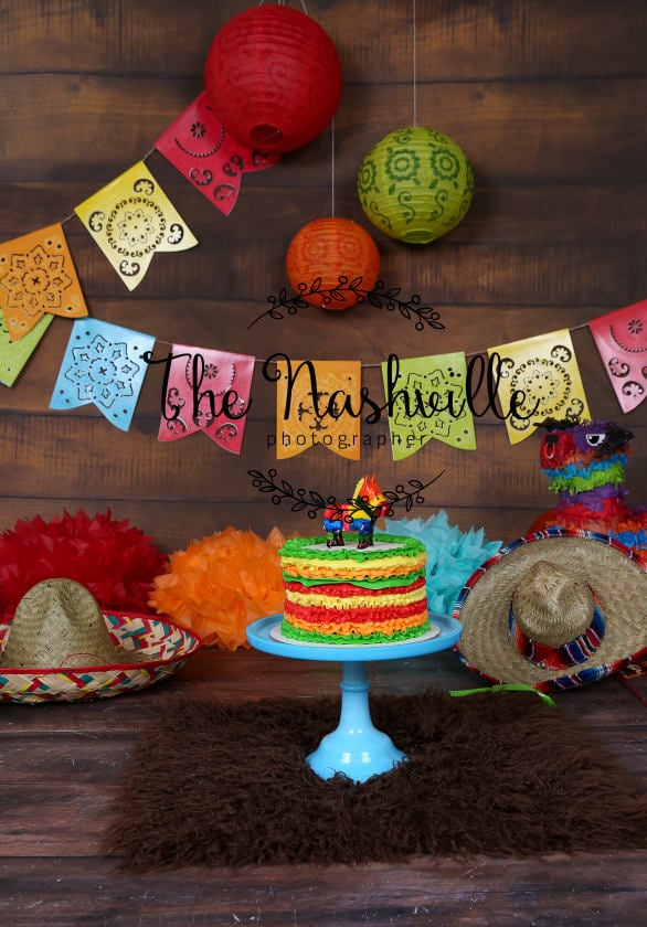 First Birthday Fiesta Themed Smash Cake Digital Background Download ...