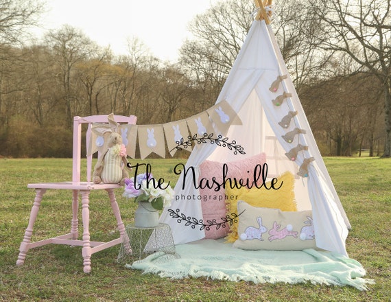 Easter Spring Tee Pee Digital Backdrop Download Only - Etsy