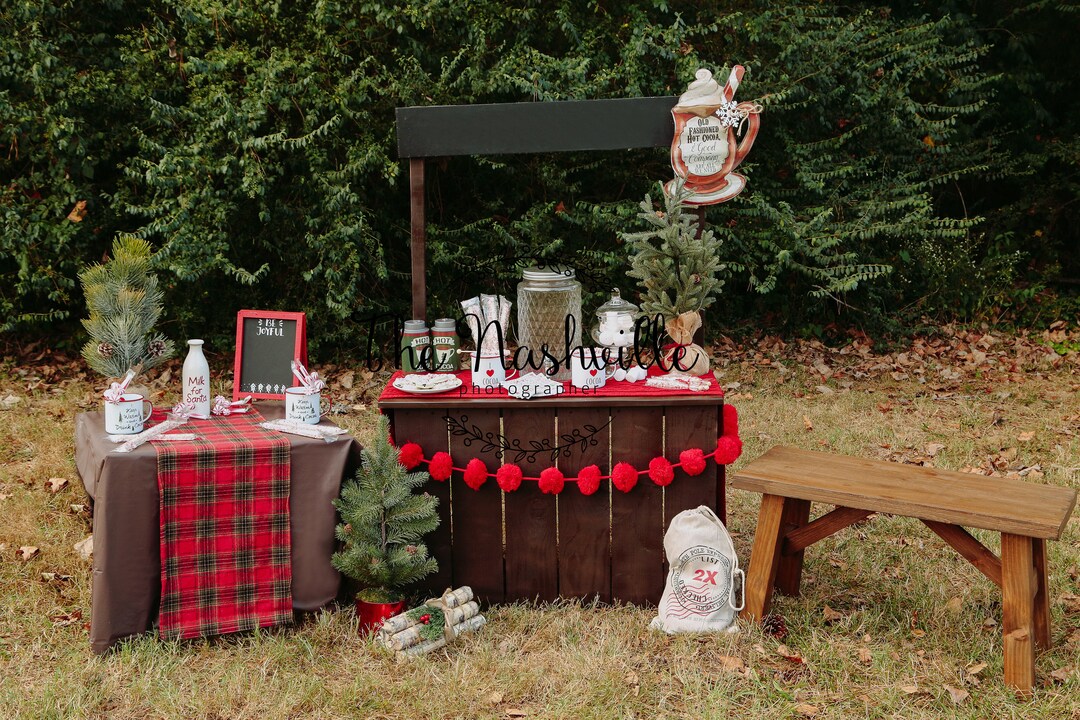 Holiday Set up Hot Cocoa Stand Christmas Digital Background Download ...