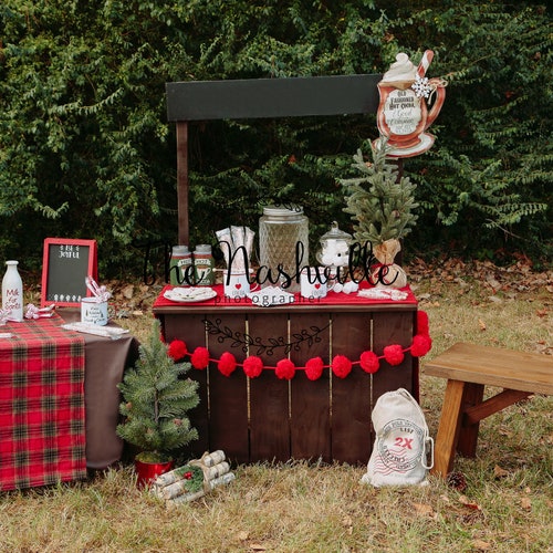 Holiday Set up Hot Cocoa Stand Christmas Digital Background - Etsy