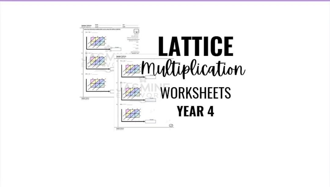COLOURED Lattice Method Multiplication Worksheets | Year 4 / Grade 4 ...