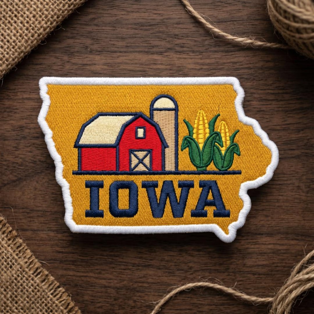 Iowa State Embroidered Patch Red Barn Corn Farm Applique Iron on Travel ...