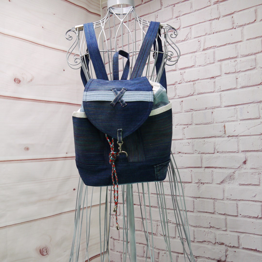 Upcycled Denim Backpack, Small Backpack, Purse Backpack, Designer ...
