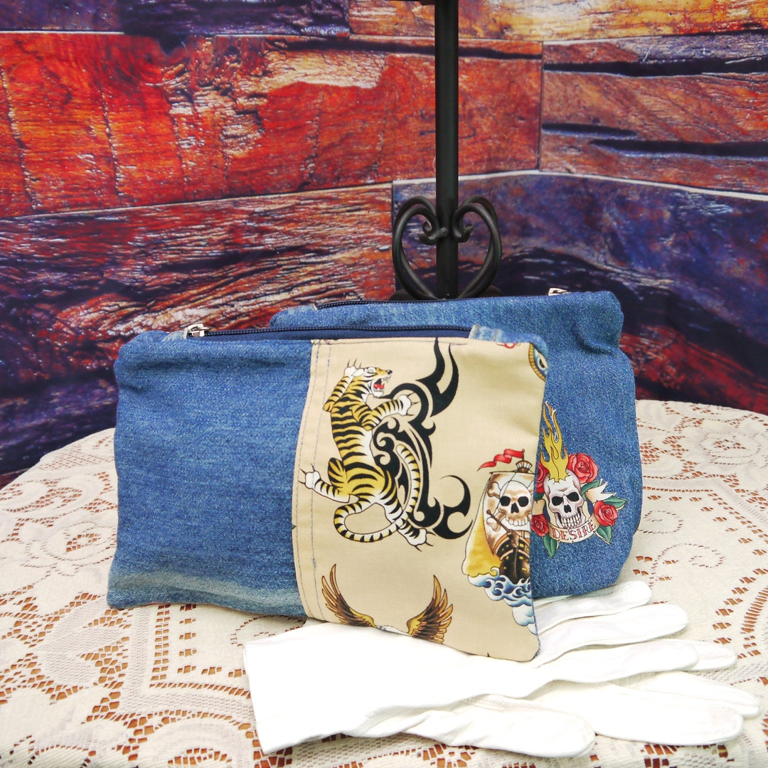 Denim Pouches, Zipper Pouches, Masculine Zipper Pouches, Upcycled Denim ...