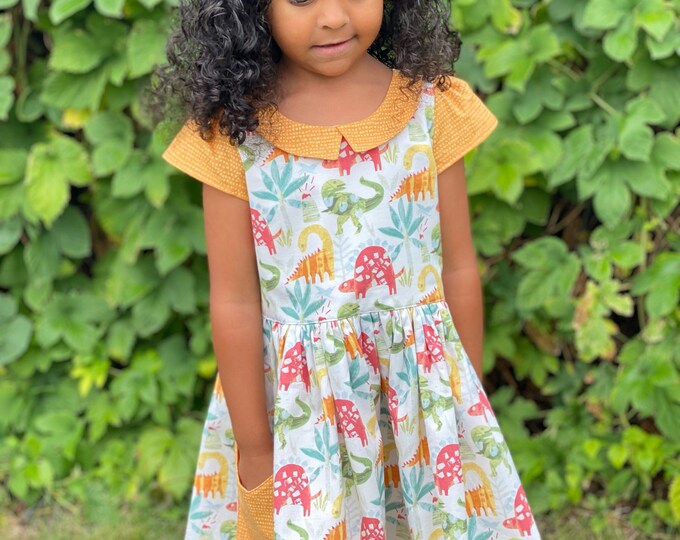Dinosaur Dress, Girly Dino Dress, Toddler Dino Dress, Girls Dino Dress ...